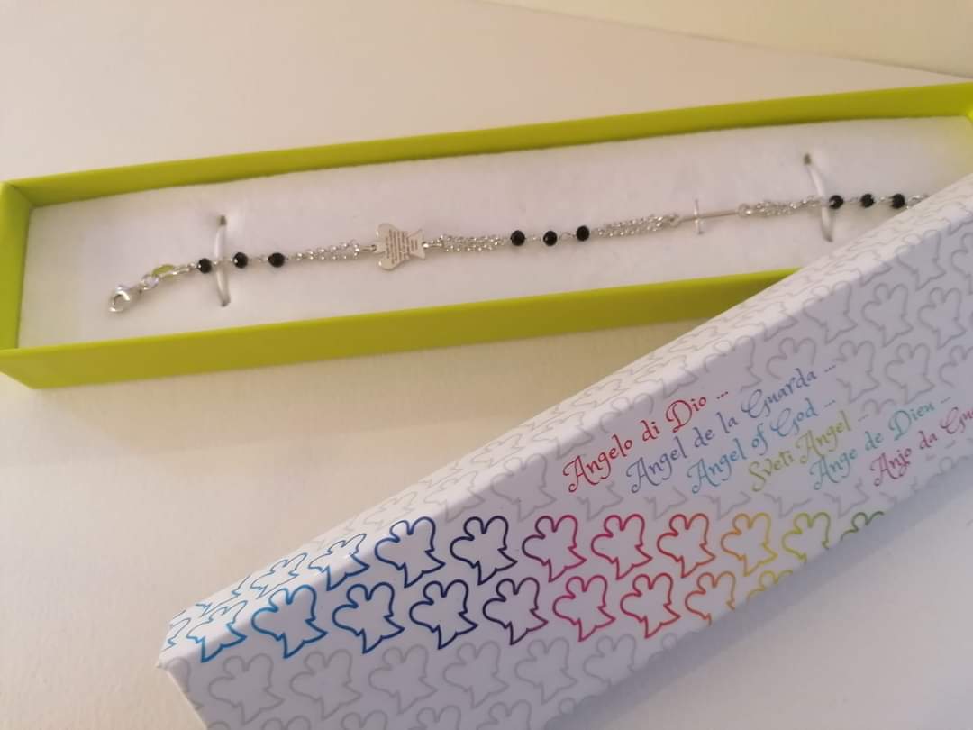 Bracciale Angelo di Dio in argento e onice – B.A.T. ASSISI STORE
