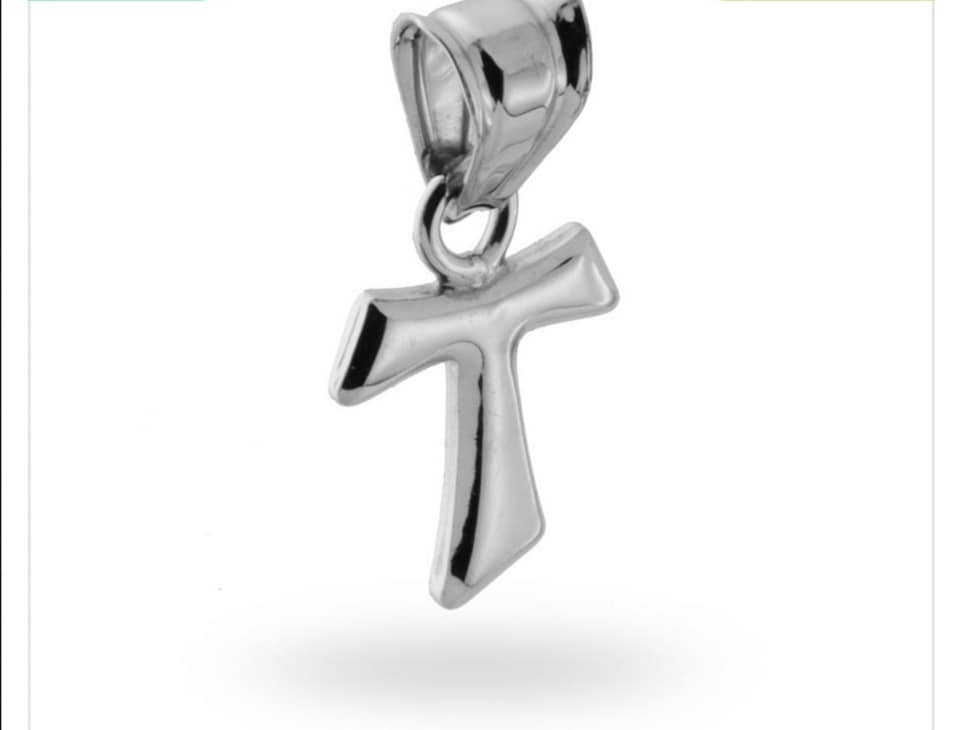 Tau Francescano in argento 925 rodiato con catenina – B.A.T. ASSISI STORE